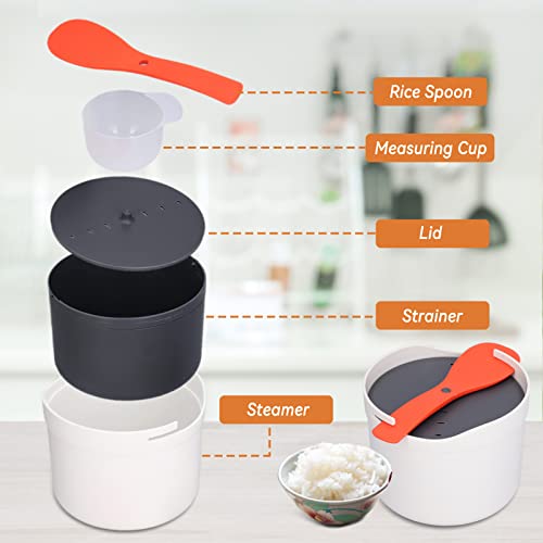 Microwave Rice Cooker Set, 2L Large Capacity Microwave Rice Cooker Steamer, Multifunctional Microwave Cookware, Microwave Rice Maker for Home Kitchen Cooking