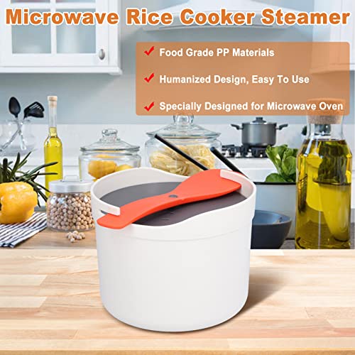 Microwave Rice Cooker Set, 2L Large Capacity Microwave Rice Cooker Steamer, Multifunctional Microwave Cookware, Microwave Rice Maker for Home Kitchen Cooking
