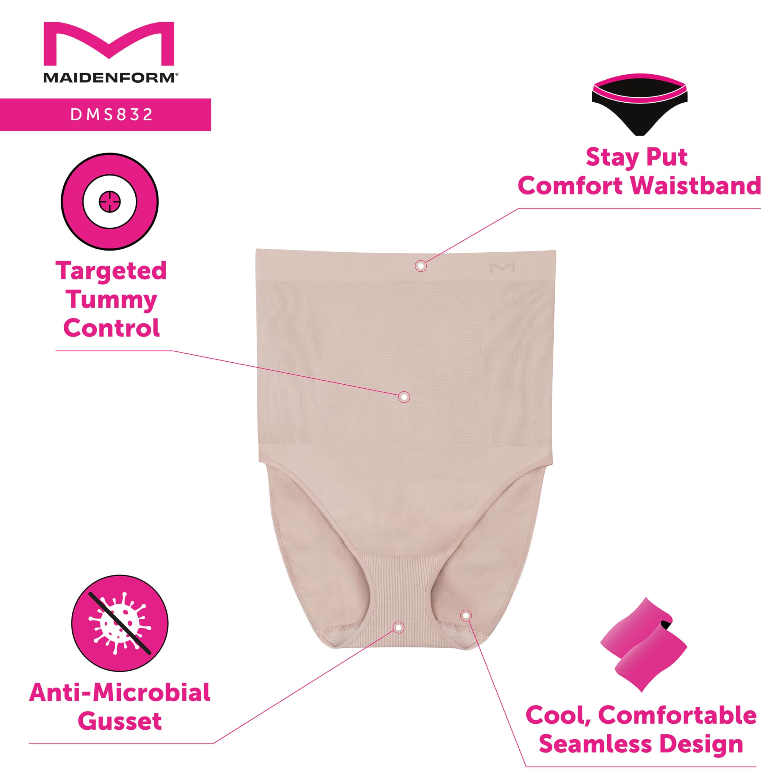 Maidenform Women's Seamless Shapewear, Tummy Control High-Waist Brief, Firm Control Shapewear Panty