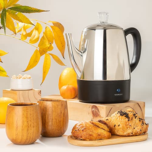Mixpresso Electric Percolator Coffee Pot | Stainless Steel Coffee Maker | Percolator Electric Pot - 4 Cups Stainless Steel Percolator With Coffee Basket