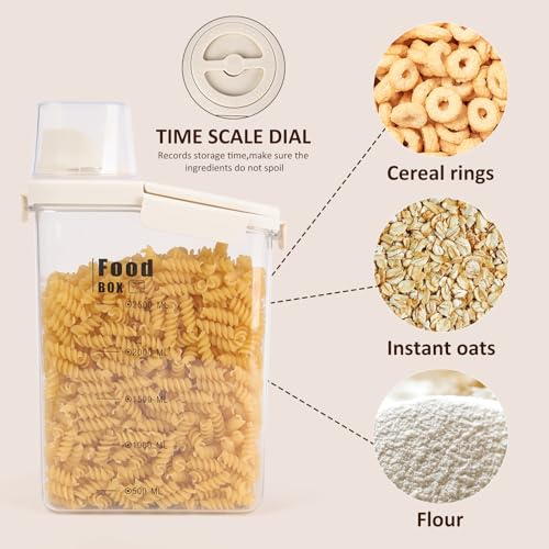 hoforife 2 Pcs Airtight Cereal Containers Storage Set for Kitchen, Large Plastic Rice Dry Food Dispenser Non-Bpa (85oz)
