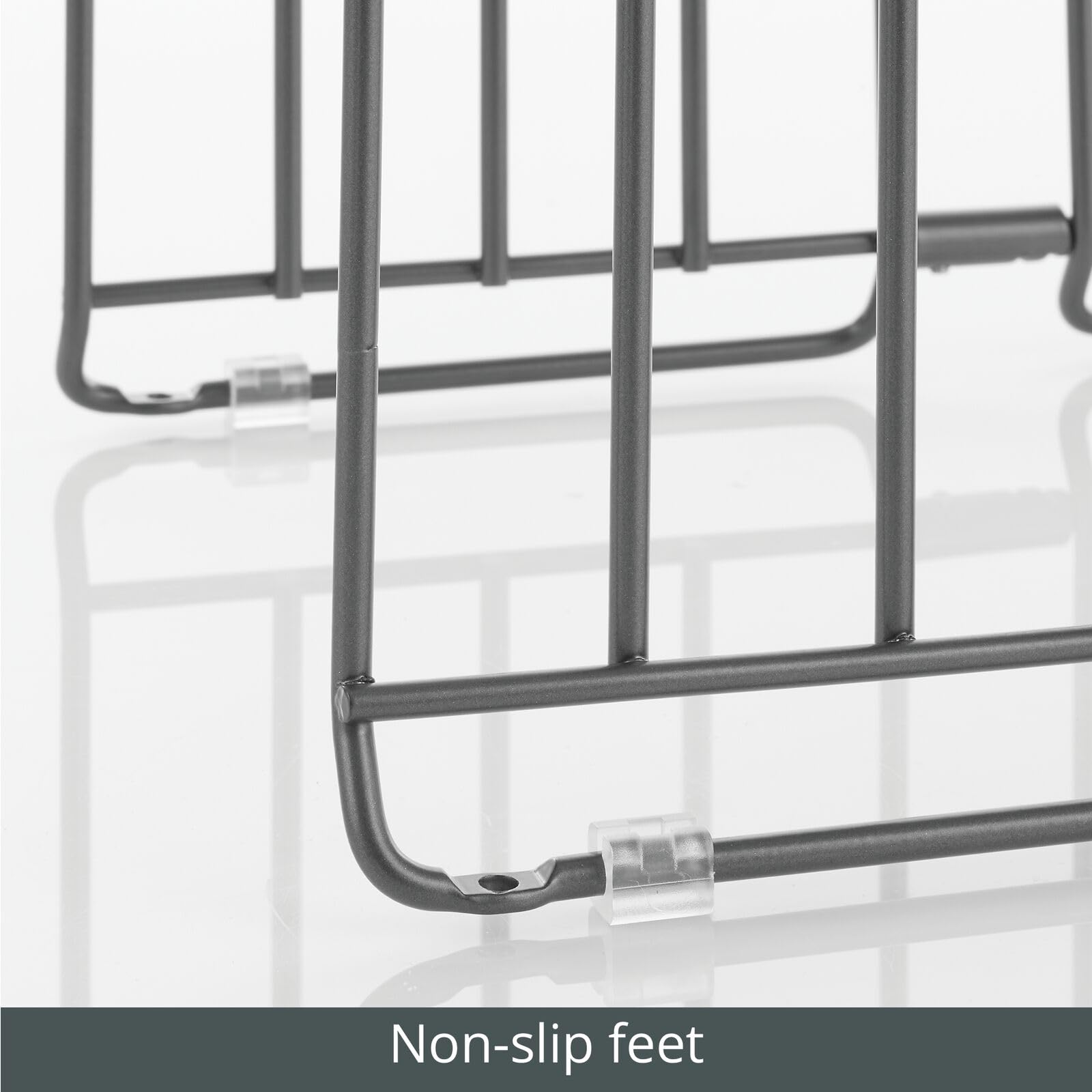 mDesign Metal Wire Organizer Rack for Kitchen Cabinet, Pantry, Shelves - Holder with 11 Slots for Skillets, Frying Pans, Lids, Cutting Boards, Vertical or Horizontal Placement, Extra Large - Dark Gray