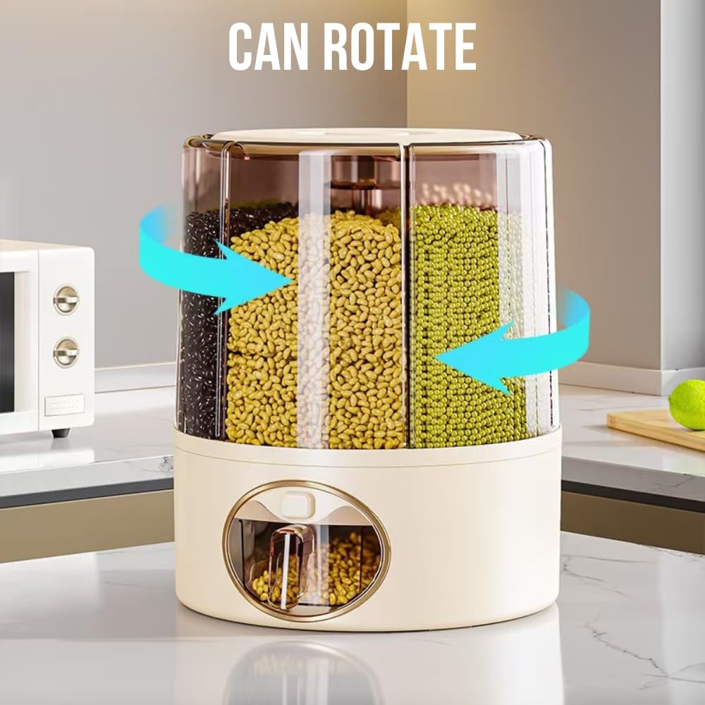 SENAOU Grain Storage Tank Grain Dispenser 360°Rotating Kitchen Storage Containers (11lb)