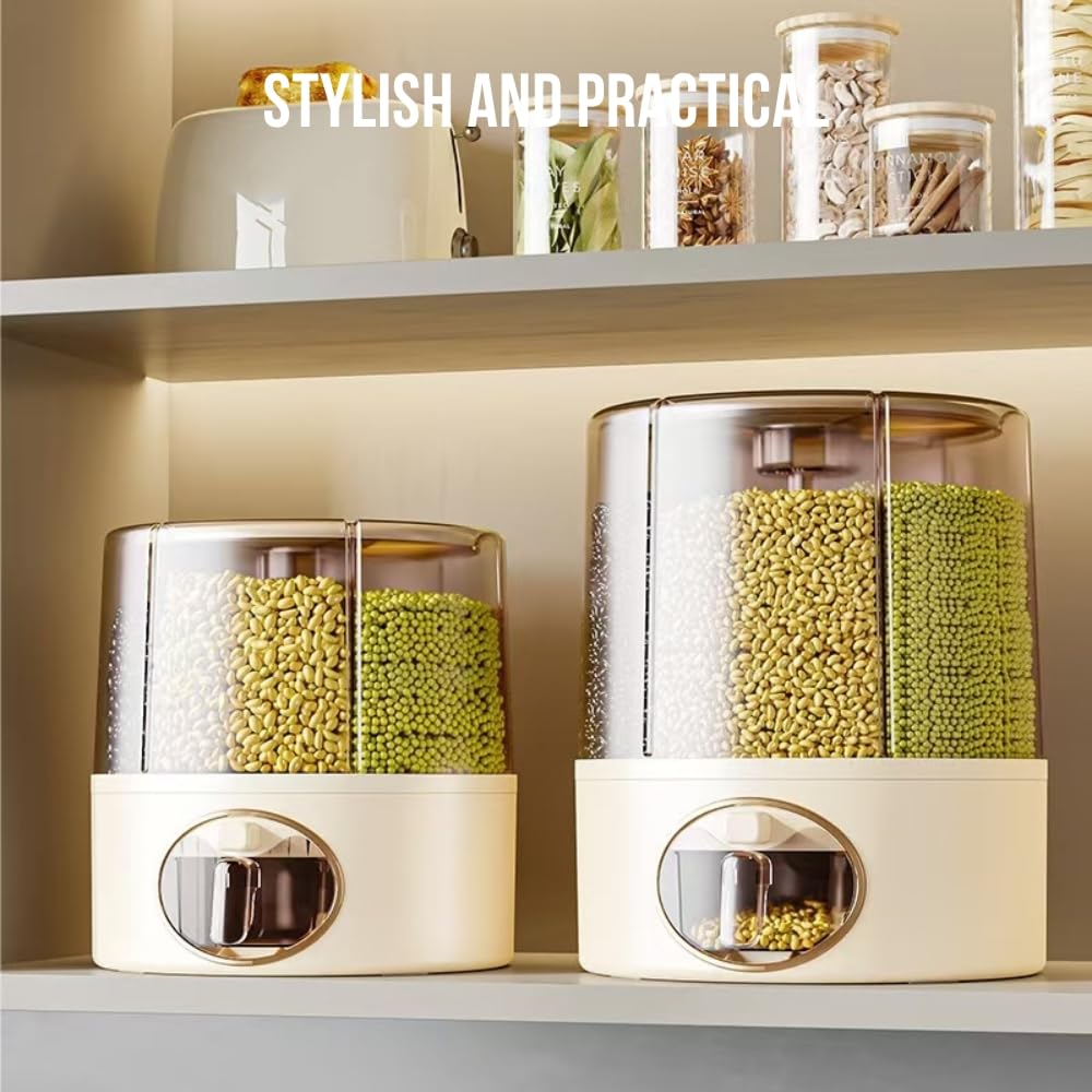 SENAOU Grain Storage Tank Grain Dispenser 360°Rotating Kitchen Storage Containers (11lb)