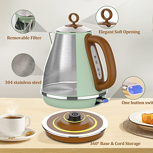 Evoloop 1.7L Electric Kettles, BPA Free Tea Kettle, Hot Water Boiler Heater, Stainless Steel Teapot, Auto Shut-Off & Boil-Dry Protection, 120V/1500W