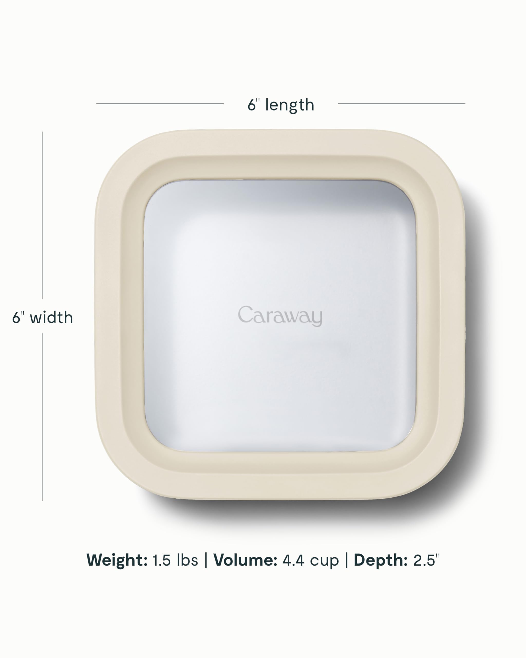 Caraway 2pc Glass Food Storage Set - 4.4 Cup Food Containers (2) - Ceramic Coated - Non Toxic, Non Stick Lunch with Lids - Dishwasher, Oven, & Microwave Safe - Cream