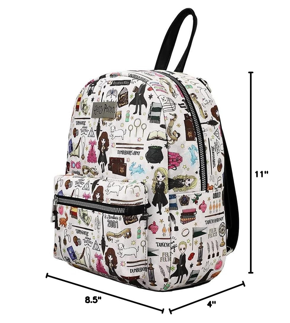Harry Potter Hogwarts Chibi Characters & Icons All Over Print White Mini Backpack