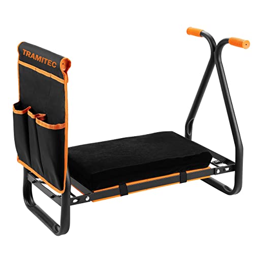TRAMITEC Garden Kneeler and Seat: Foldable Garden Stool. Garden Kneeler Bench Includes 1pc of Widen Kneeling pad & 1pc of Extra Super Soft Knee Cushion. Heavy Duty Garden Seat Stools as a Great Gift