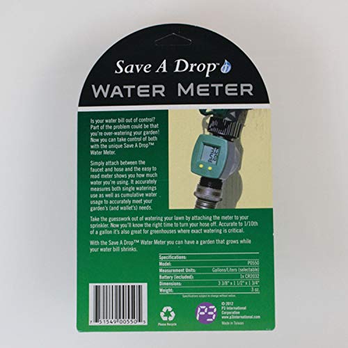2 Pack - P3 P0550 Water Meter | Measure Watering Use in Gallons or Liters |Fits Standard Garden Hose