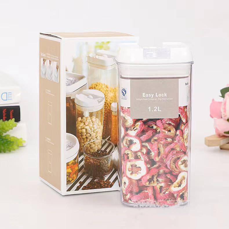 ASANSH Sealed container Transparent jar Food Storage Container for Cereal Sugar Baking Supplies (1.2L)