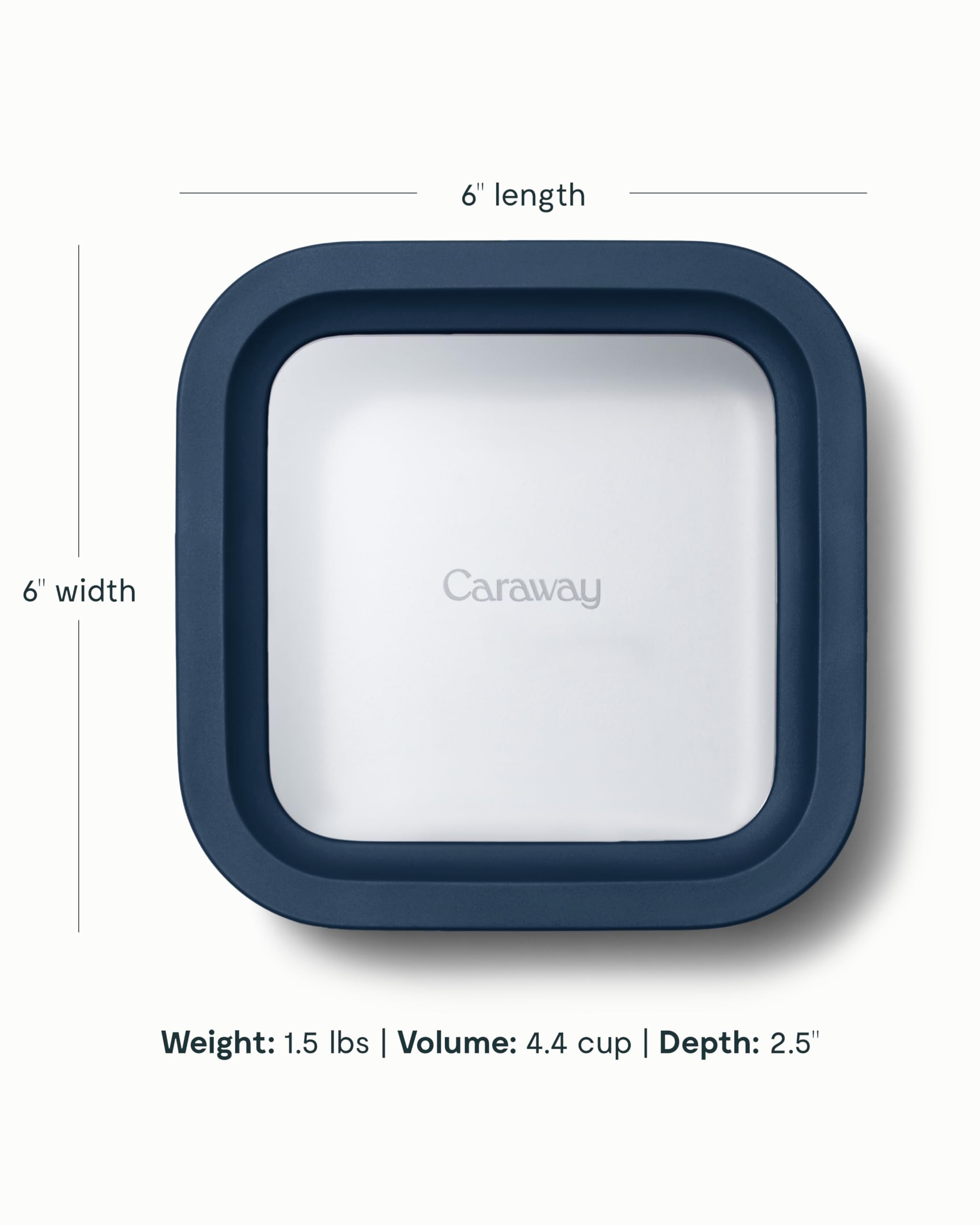 Caraway 2pc Glass Food Storage Set - 4.4 Cup Food Containers (2) - Ceramic Coated - Non Toxic, Non Stick Lunch with Lids - Dishwasher, Oven, & Microwave Safe - Navy