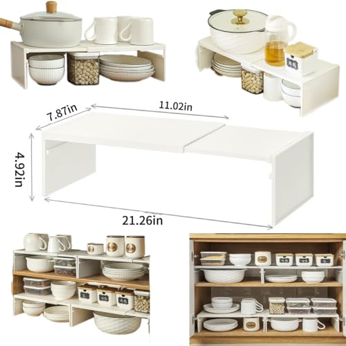 Zmcaiwsy Kitchen cabinets and Counter Shelves Layered Shelves, Store, and Increase Space,can be Stacked, extensible, Non-Slip, Suitable for The Kitchen, cabinets, Sinks, Shoe cabinets, Wardrobe