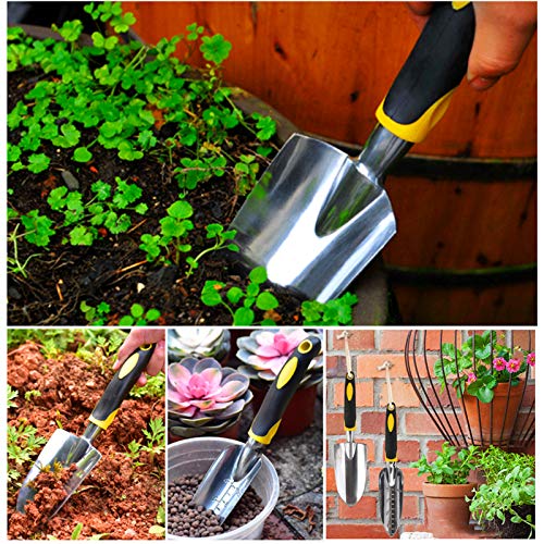 SXBBSMC Garden Trowel, Hand Shovel, 2 Piece Cast-Aluminum Heavy Duty with Soft Rubber Handle Garden Tools, Small Hand Trowel for Women Men Kids Gardening