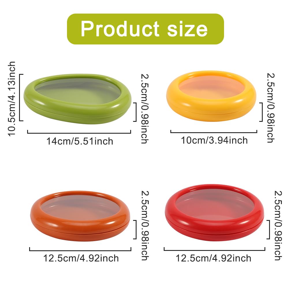Trasylph Silicone Fruit Storage Box, 4pcs Fruit and Vegetable Storage Containers Set for Fridge, Avocado Saver and Tomato Holder Onion Storage Container Fresh Stretch Pod for Fridge Keep Fresh