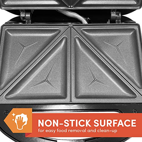 Elite Gourmet ESM-2207 Sandwich Panini Maker Grilled Cheese Machine Tuna Melt Omelets, Non-stick Surface, 2 Slice, Black