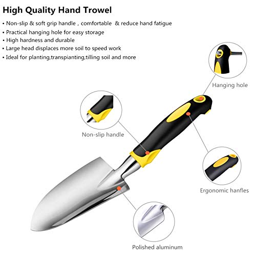 SXBBSMC Garden Trowel, Hand Shovel, 2 Piece Cast-Aluminum Heavy Duty with Soft Rubber Handle Garden Tools, Small Hand Trowel for Women Men Kids Gardening