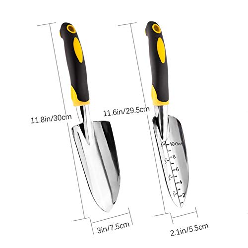 SXBBSMC Garden Trowel, Hand Shovel, 2 Piece Cast-Aluminum Heavy Duty with Soft Rubber Handle Garden Tools, Small Hand Trowel for Women Men Kids Gardening