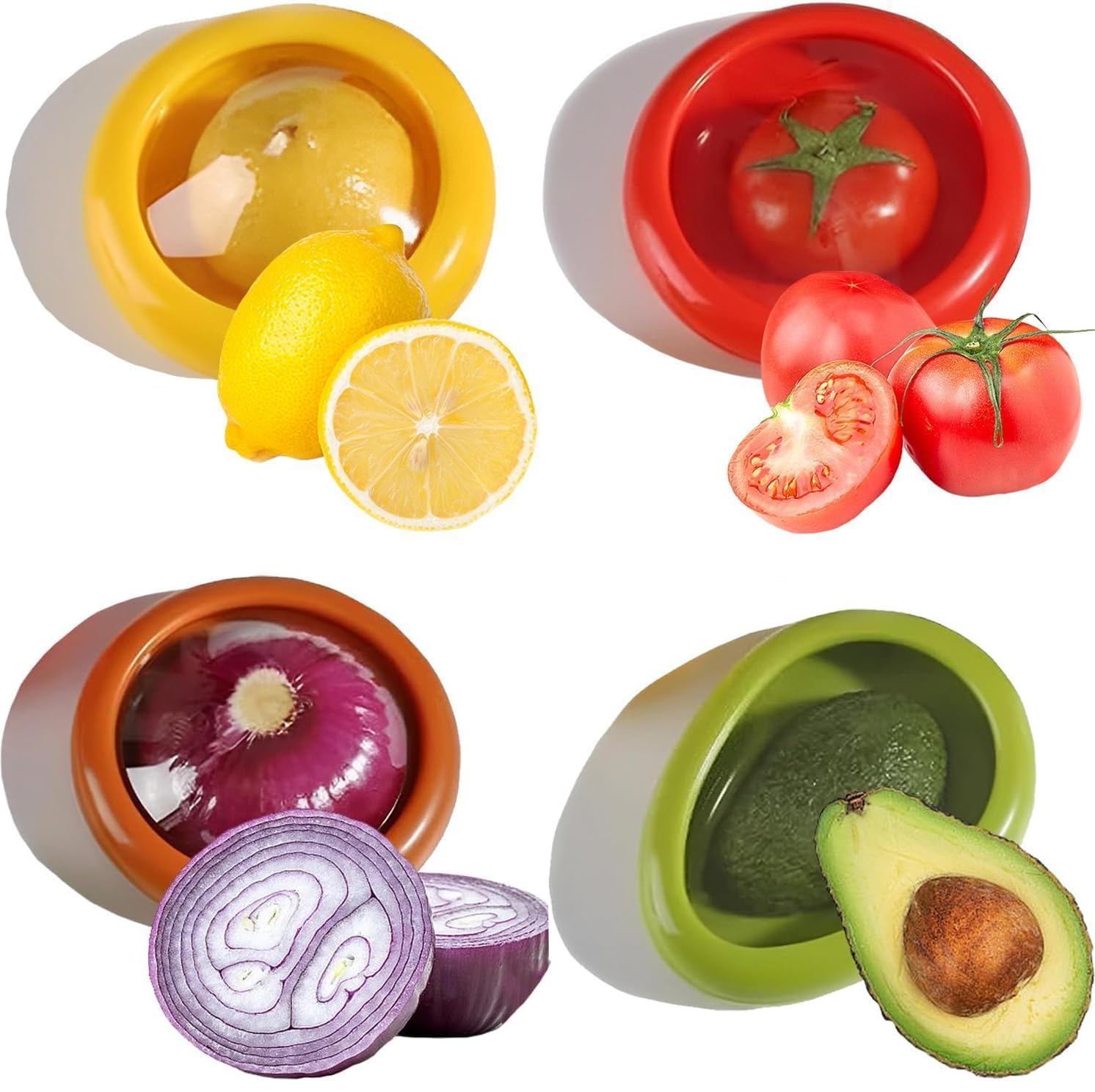 Wusdayer 4 Pcs Silicone Fruit Storage Box,Fruit Storage Containers for Fridge,Anti-Oxidation Storage Box,Silicone Fruit and Vegetable Storage Containers Set for Fridge Keep Fresh