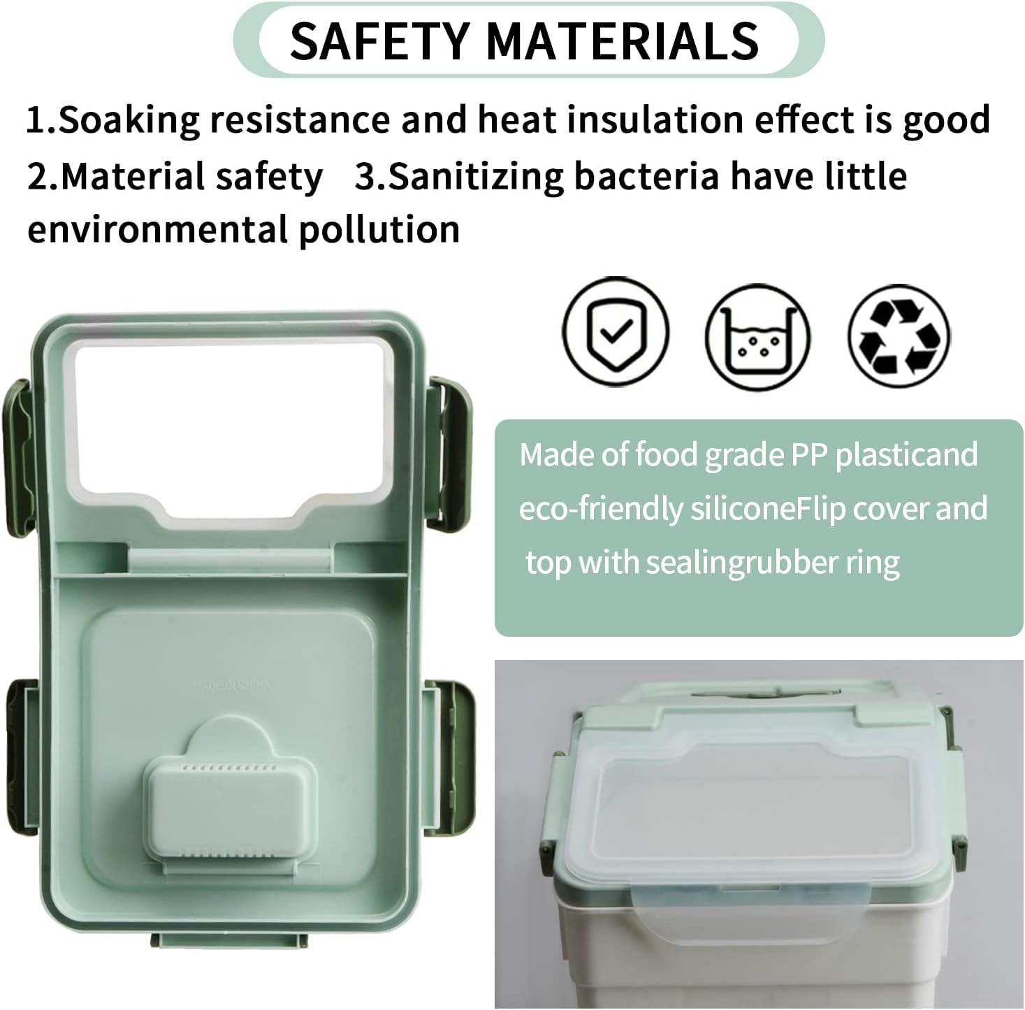 RUIAN Large Airtight Storage Container,25lb Flour Rice Storage Containers Bin with Wheels Seal Locking Lid, with Measuring Cup&Scoop for Flour, Rice, Grain(Green, 4PCS)