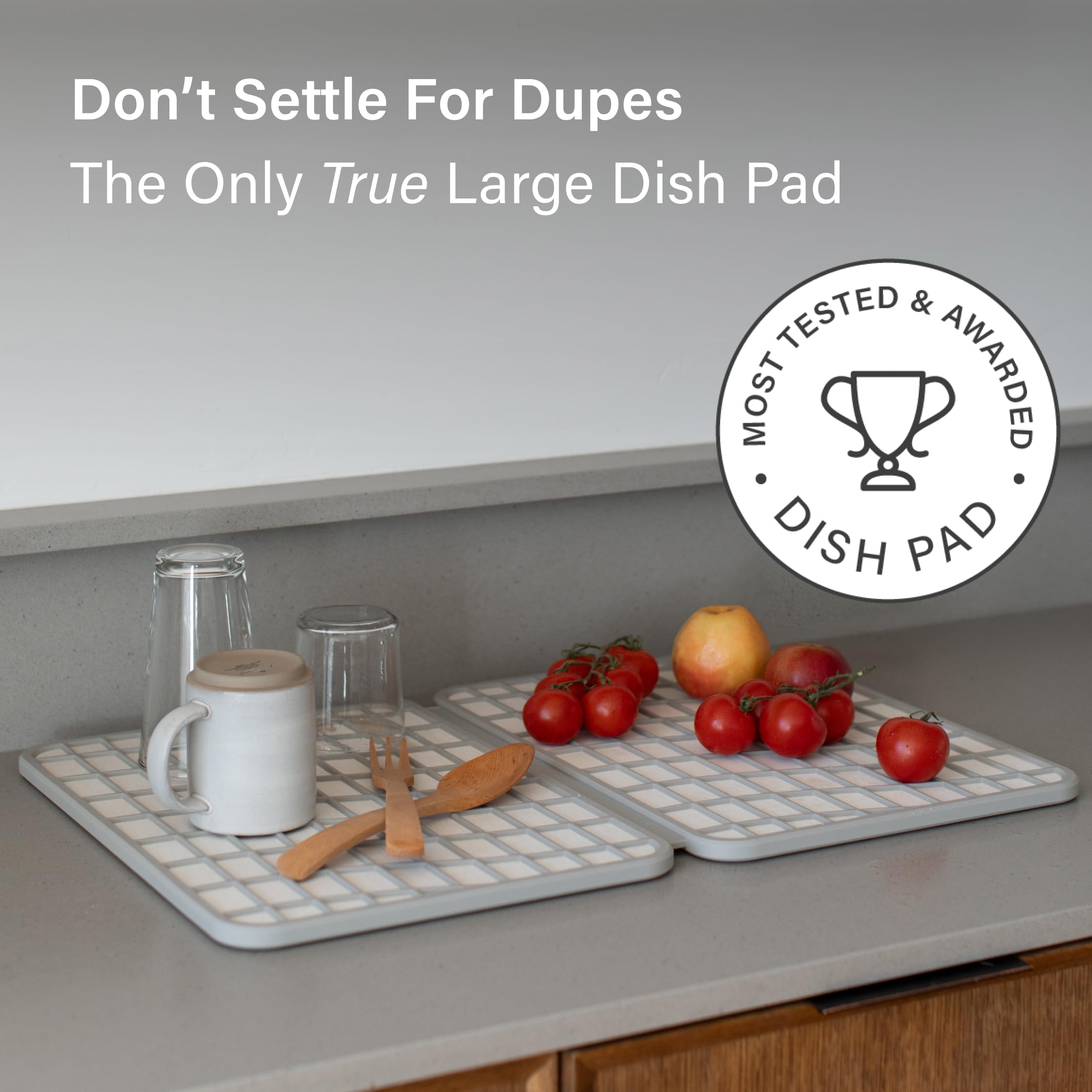 Dorai Home Large Dish Pad β 40% More Drying Space, Eco-Friendly Quick-Drying Stone Mat for Kitchen, 24.6" x 16.5", Sandstone