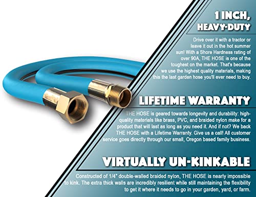100 Ft Commercial Grade Heavy Duty Garden Hose - THE HOSE by Aeromixer 1" x 100'