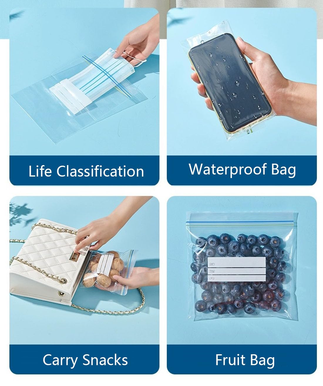 65-Piece Reusable Food Storage Bags Set | BPA-Free Bags for Freezer, Snacks, Fruits, Vegetables, Meats | Eco-Friendly Bags in Various Sizes