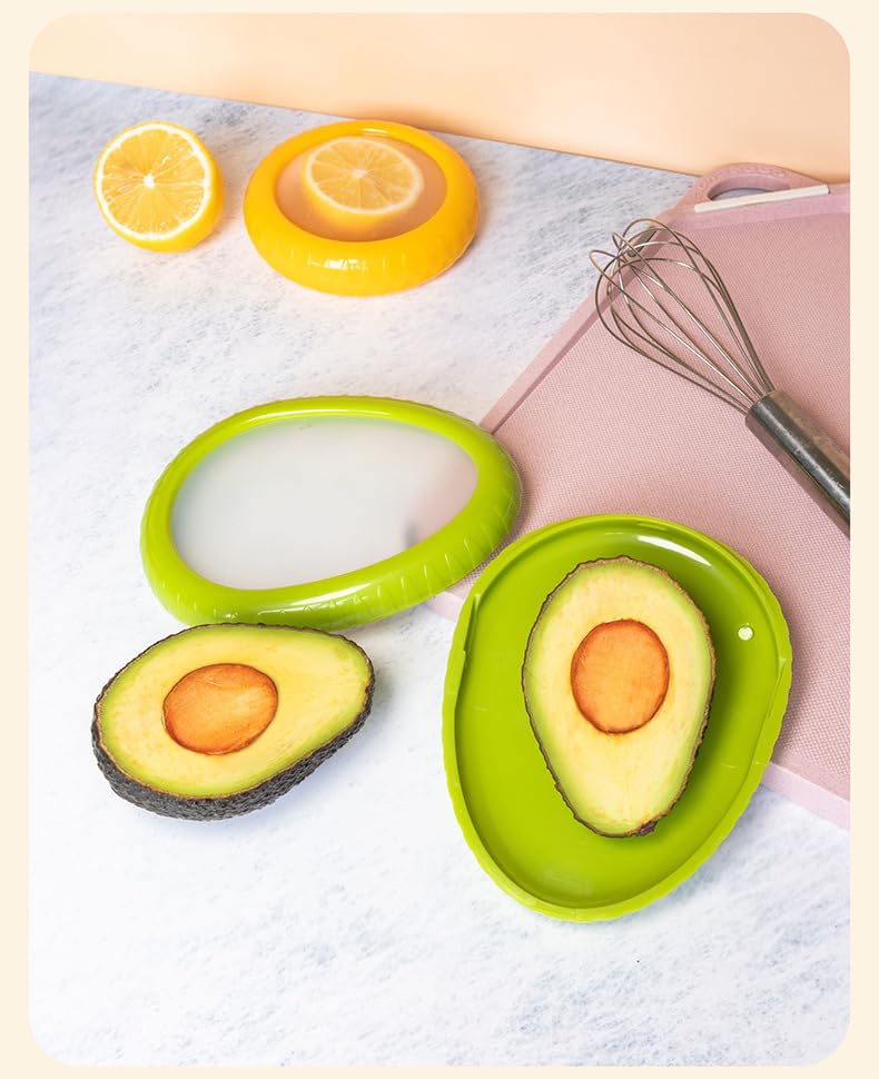 4pcs Silicone Fruit Storage Box, Upgrated Silicone Fruit And Vegetable Anti-Oxidation Storage Containers, Fresh Preservation Box for Avocado Tomato Onion Lemon, Container Set for Fridge Keep Fresh