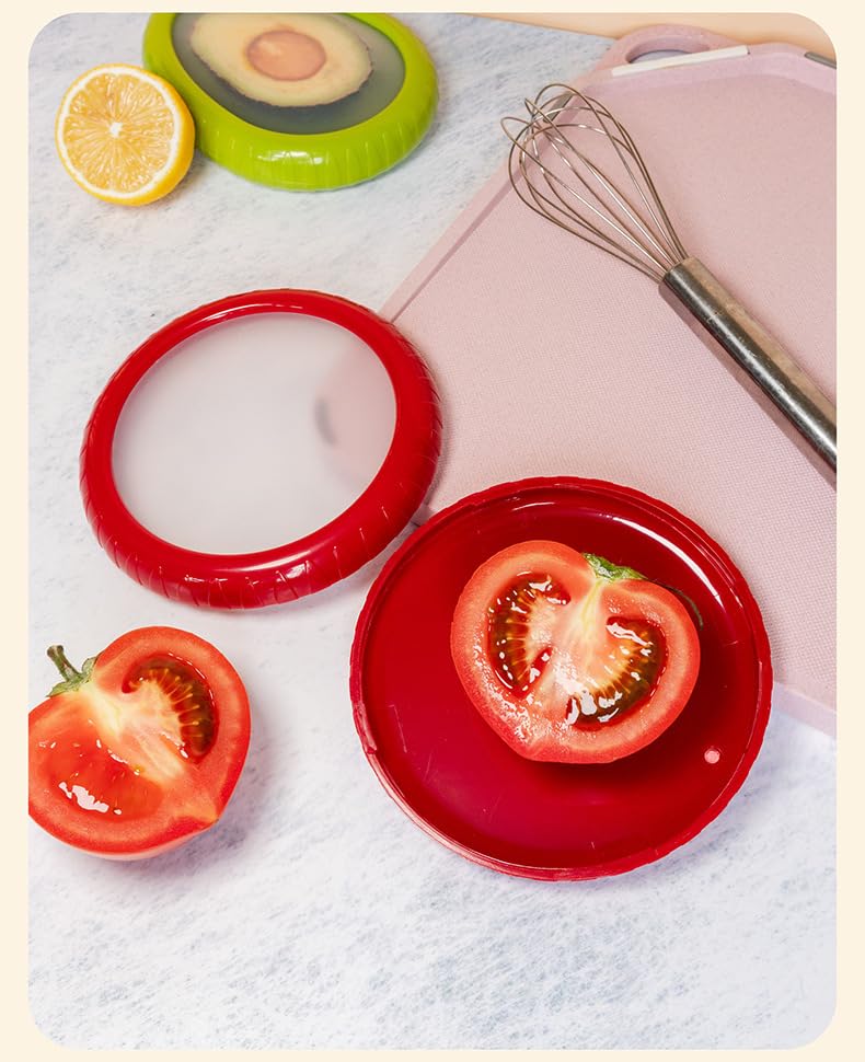 4pcs Silicone Fruit Storage Box, Upgrated Silicone Fruit And Vegetable Anti-Oxidation Storage Containers, Fresh Preservation Box for Avocado Tomato Onion Lemon, Container Set for Fridge Keep Fresh