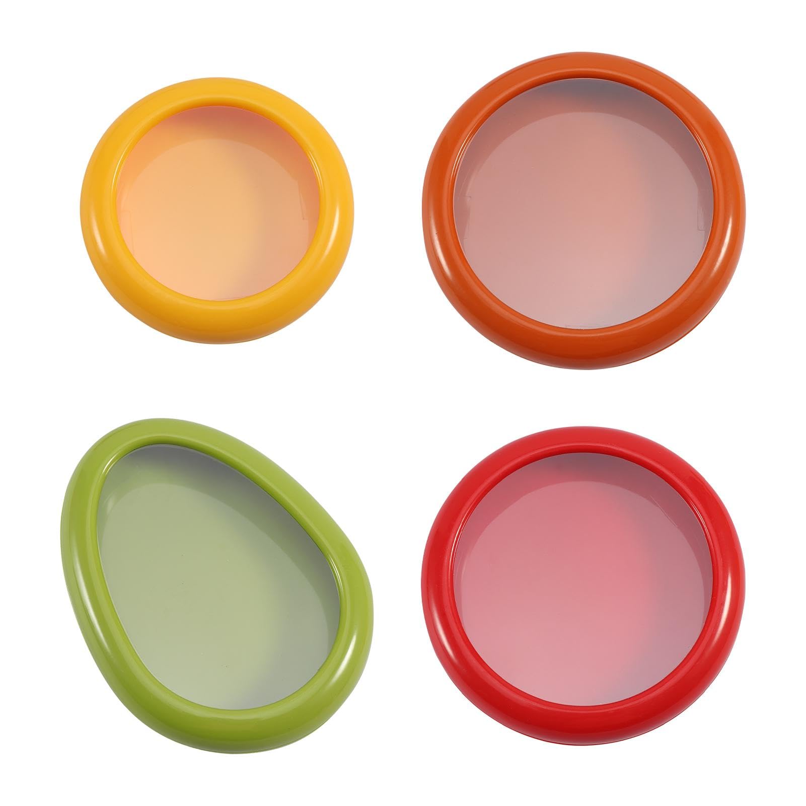 Trasylph Silicone Fruit Storage Box, 4pcs Fruit and Vegetable Storage Containers Set for Fridge, Avocado Saver and Tomato Holder Onion Storage Container Fresh Stretch Pod for Fridge Keep Fresh
