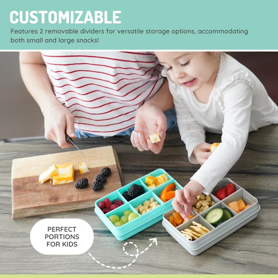 melii Mini Snackle Box β 6 Compartments, Divided Snack Container, Food Storage for Kids and Adults, Removable Dividers, Arts & Crafts, Beads, BPA-Free, Grey