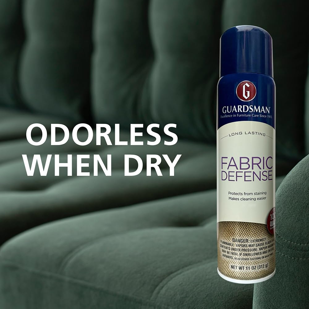 Guardsman Fabric Defense & Upholstery Protector Blocks Stains and Repels Liquid, Use on Microfiber, Rugs, Carpeting, Fabric Apparel, Easy Clean, Odorless, No Chemical Cleaner 11 Oz 460900