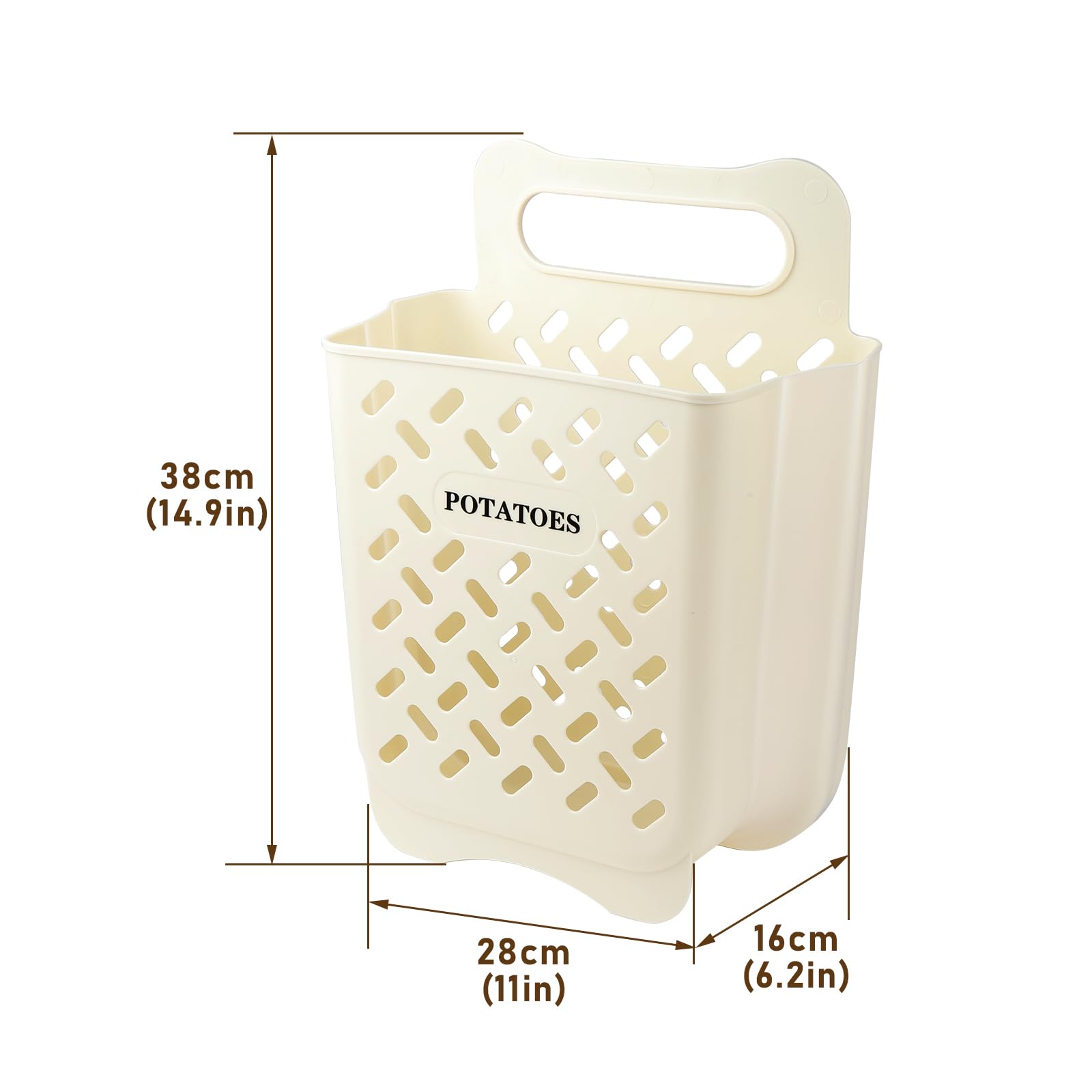 Onion Potato Storage 2 Set Potato and Onion Bins Foldable Plastic Pantry Storage Large Capacity Laundry Basket Kitchen Countertop Organizer With Handles for Onion, Fruit, Produce, Vegetable, Potato