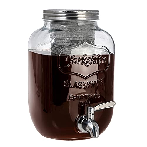 Hyperspace Cold Brew Pitcher, Cold Brew Maker, 1 Gallon Iced Coffee Maker, Cold Brew Mason Jar, Ice Tea Thick Glass Carafe with 3rd Generation Stainless Steel Mesh Filter