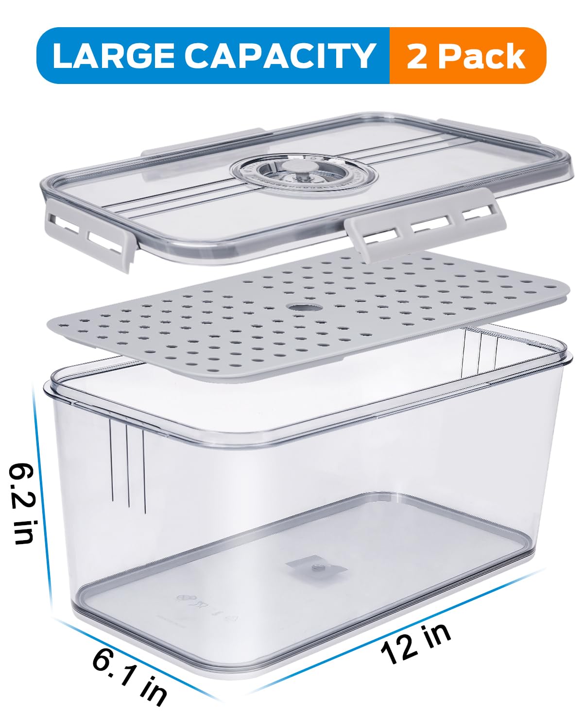 Dynta Bread Box 2 Pack Bread Container Airtight, Recording Time Bread Boxes for Kitchen Counter Organizers and Storage, Plastic Bread Storage with Lid for Homemade Bread, Toast, Loaf, Cookies