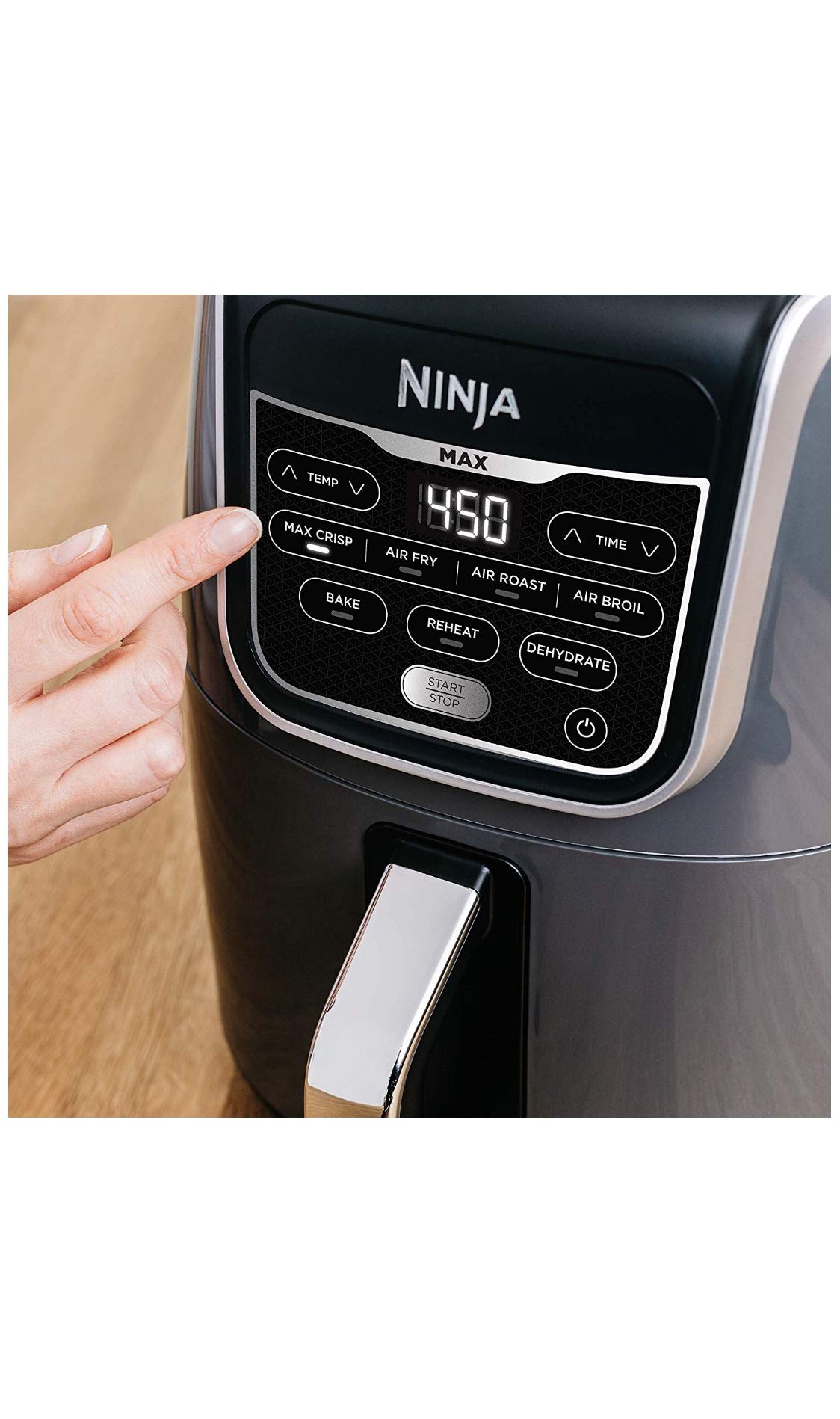 Ninja AF161 Max XL Air Fryer that Cooks, Crisps, Roasts, Bakes, Reheats and Dehydrates, with 5.5 Quart Capacity, and a High Gloss Finish, Grey