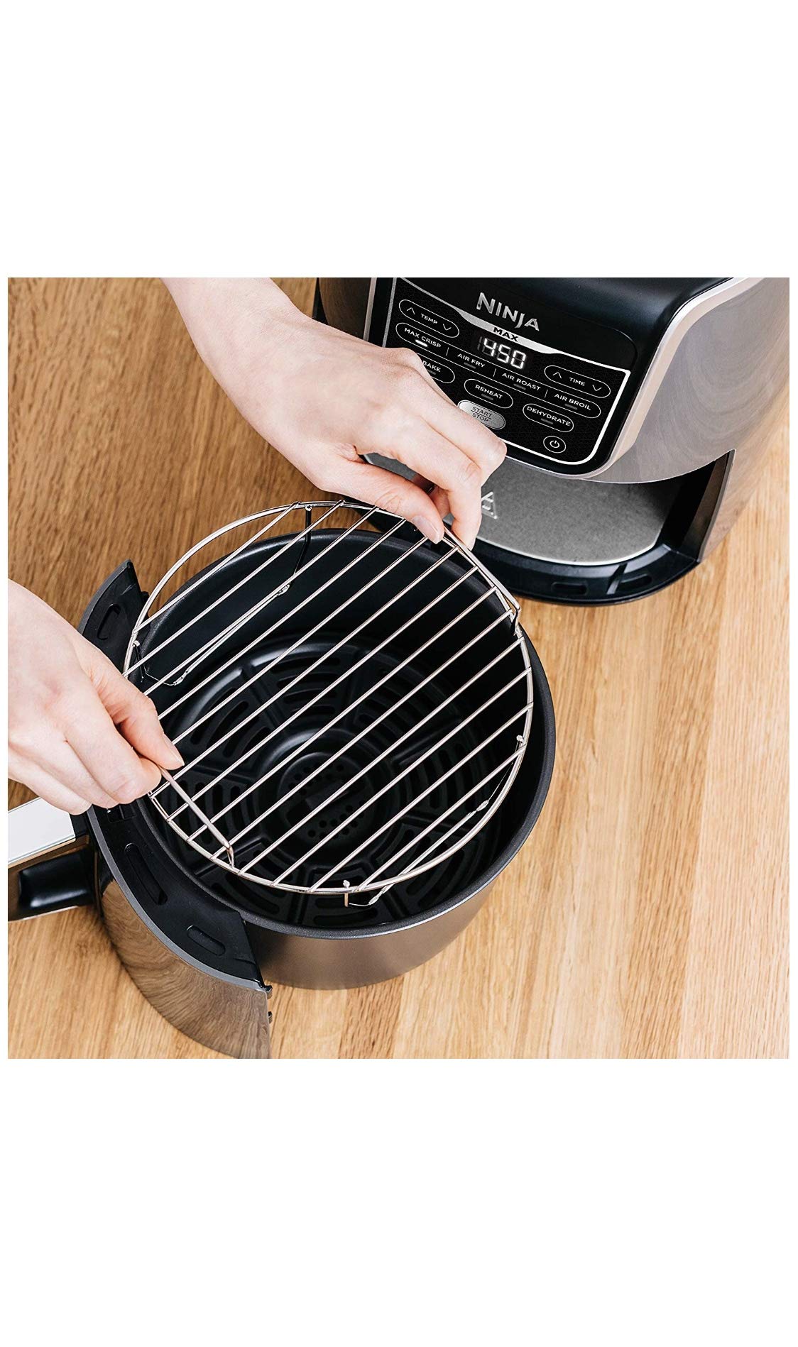 Ninja AF161 Max XL Air Fryer that Cooks, Crisps, Roasts, Bakes, Reheats and Dehydrates, with 5.5 Quart Capacity, and a High Gloss Finish, Grey