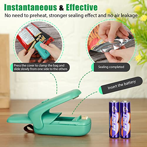 Uniland Mini Bag Sealer,Portable Heat Sealer for Plastic Bags,Chip Bag Sealer,Handheld Vacuum Sealer,Sealer and Cutter,Bag Resealer Machine(Battery Included).(Blue).