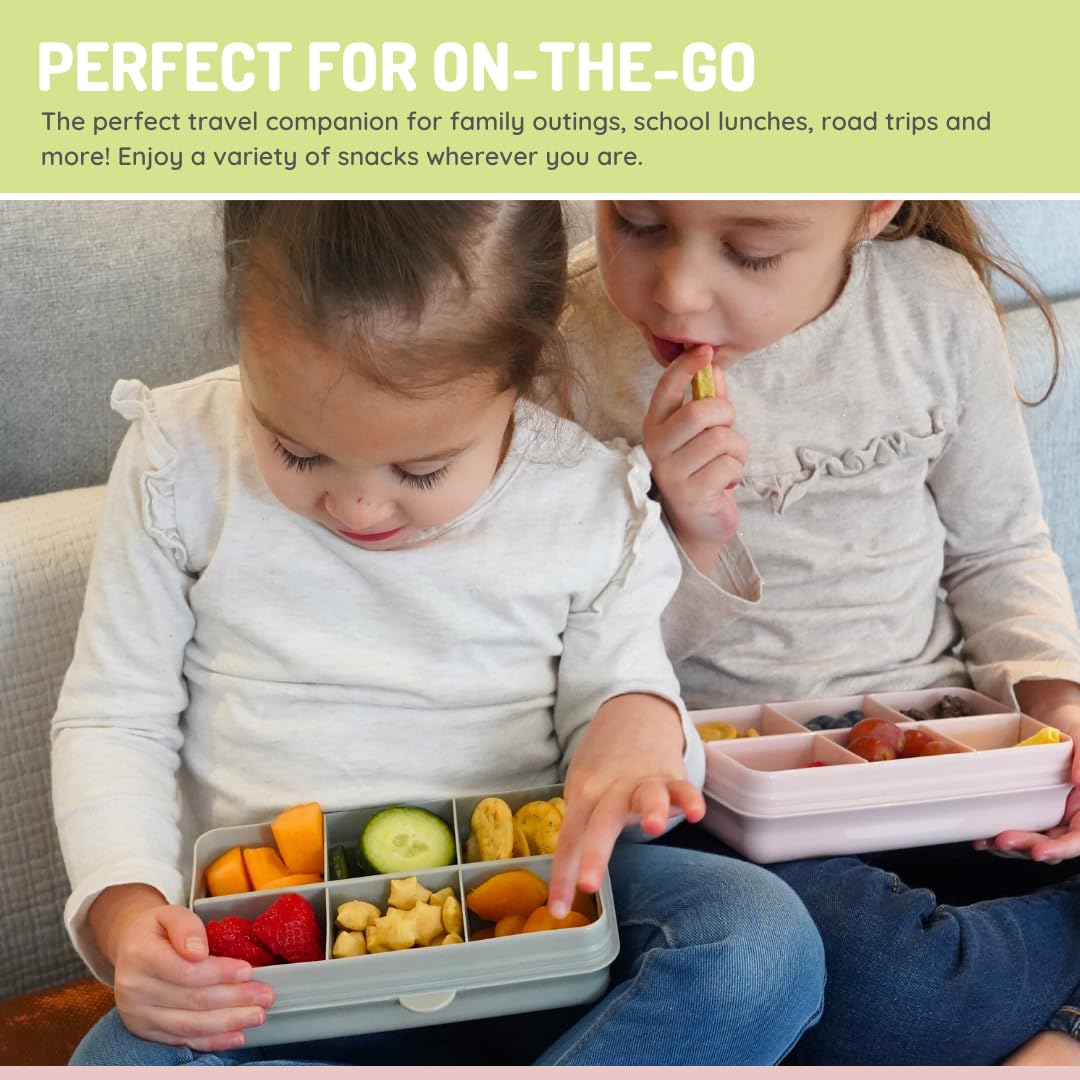 melii Mini Snackle Box β 6 Compartments, Divided Snack Container, Food Storage for Kids and Adults, Removable Dividers, Arts & Crafts, Beads, BPA-Free, Grey
