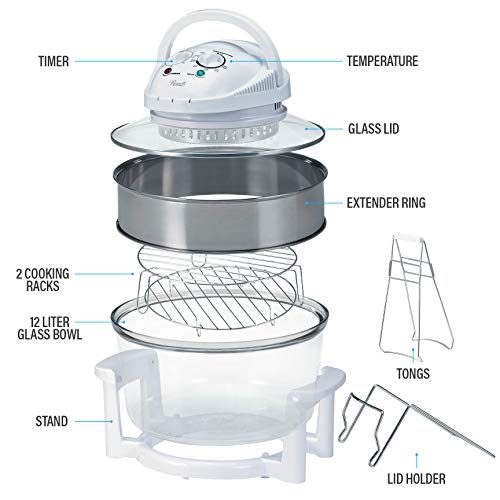 Rosewill Infrared Halogen Stainless Steel Extender Ring Convection Oven, 12-18L Dial