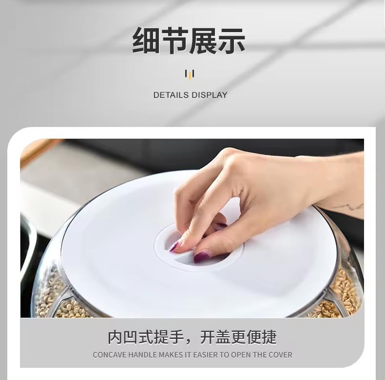 Rice Dispenser Kitchen Moisture-Proof 6-Grid Rotating Food Grain Dispenser Cereal Storage Box Rice Container Dispenser Min:10kg (10, Kilograms) Max:15kg (15 kilograms)