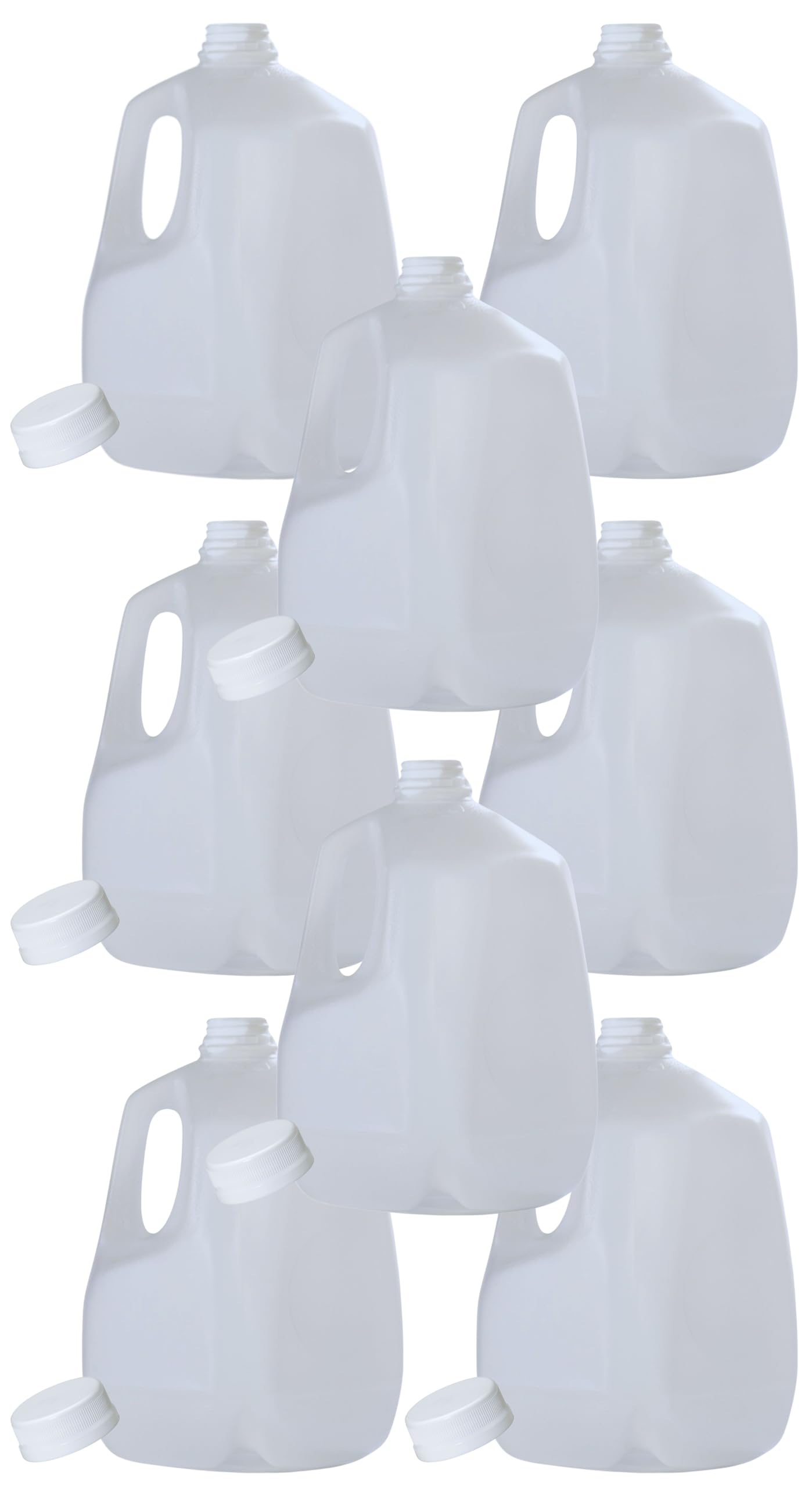 (8 PACK) 128 Oz Empty Plastic Gallon Juice Bottles with Tamper Evident WHITE Caps - Smoothie Bottles - Ideal for Juices, Milk, Smoothies, Picnic's and Even Meal Prep - Made in USA
