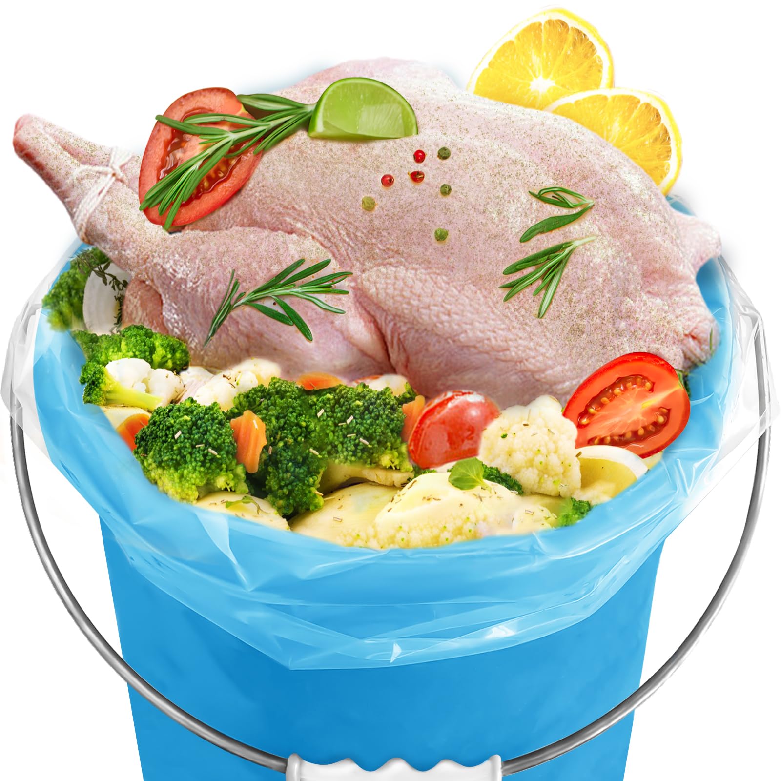 16Pcs Food Storage Bags,5 Gallon Bucket Liner Bags,Turkey Brining Bags,Food Grade Bucket,Plastic Storage Bags for Marinating and Brining,Meat,Thanksgiving,20 x 28 Inch,4Mil