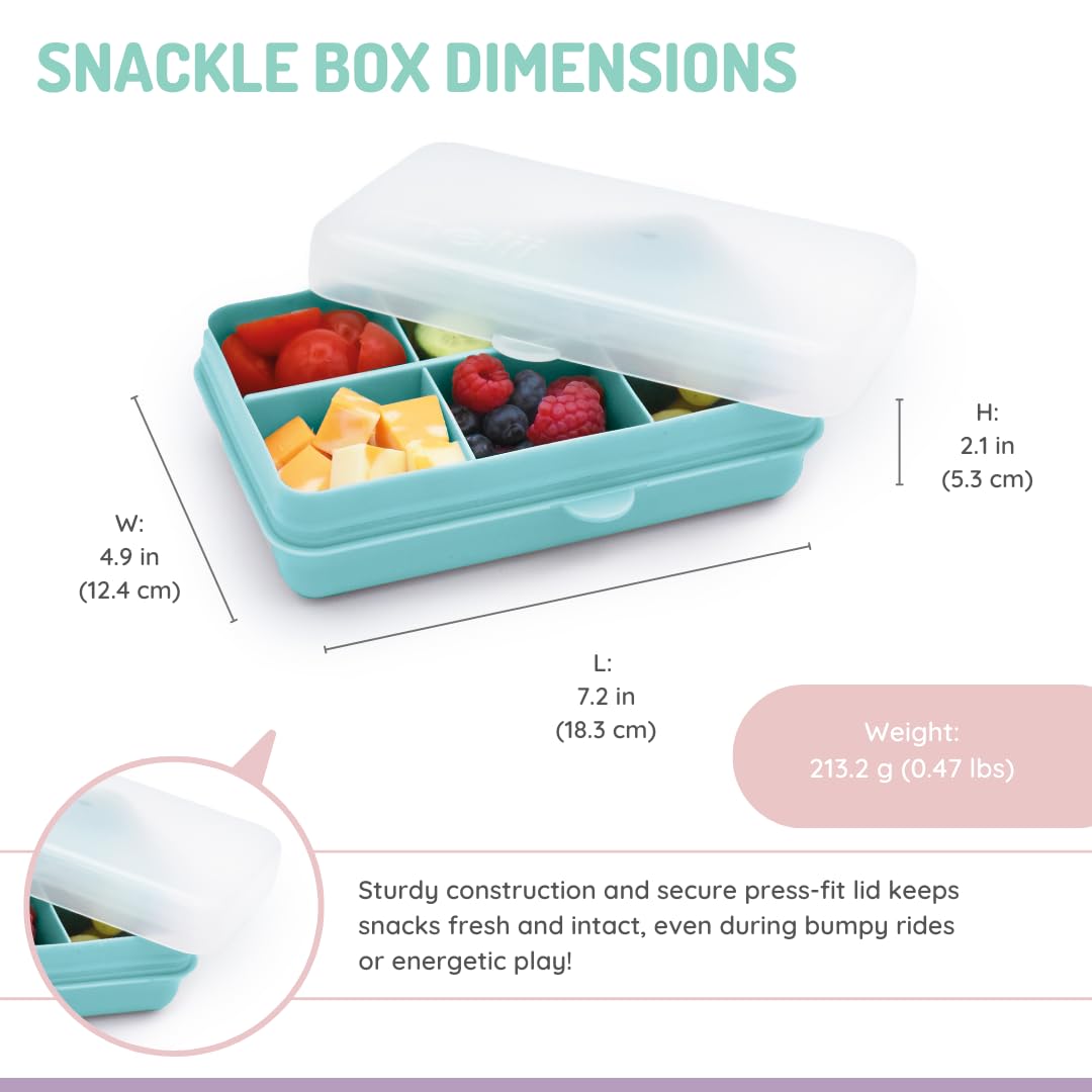 melii Mini Snackle Box β 6 Compartments, Divided Snack Container, Food Storage for Kids and Adults, Removable Dividers, Arts & Crafts, Beads, BPA-Free, Blue