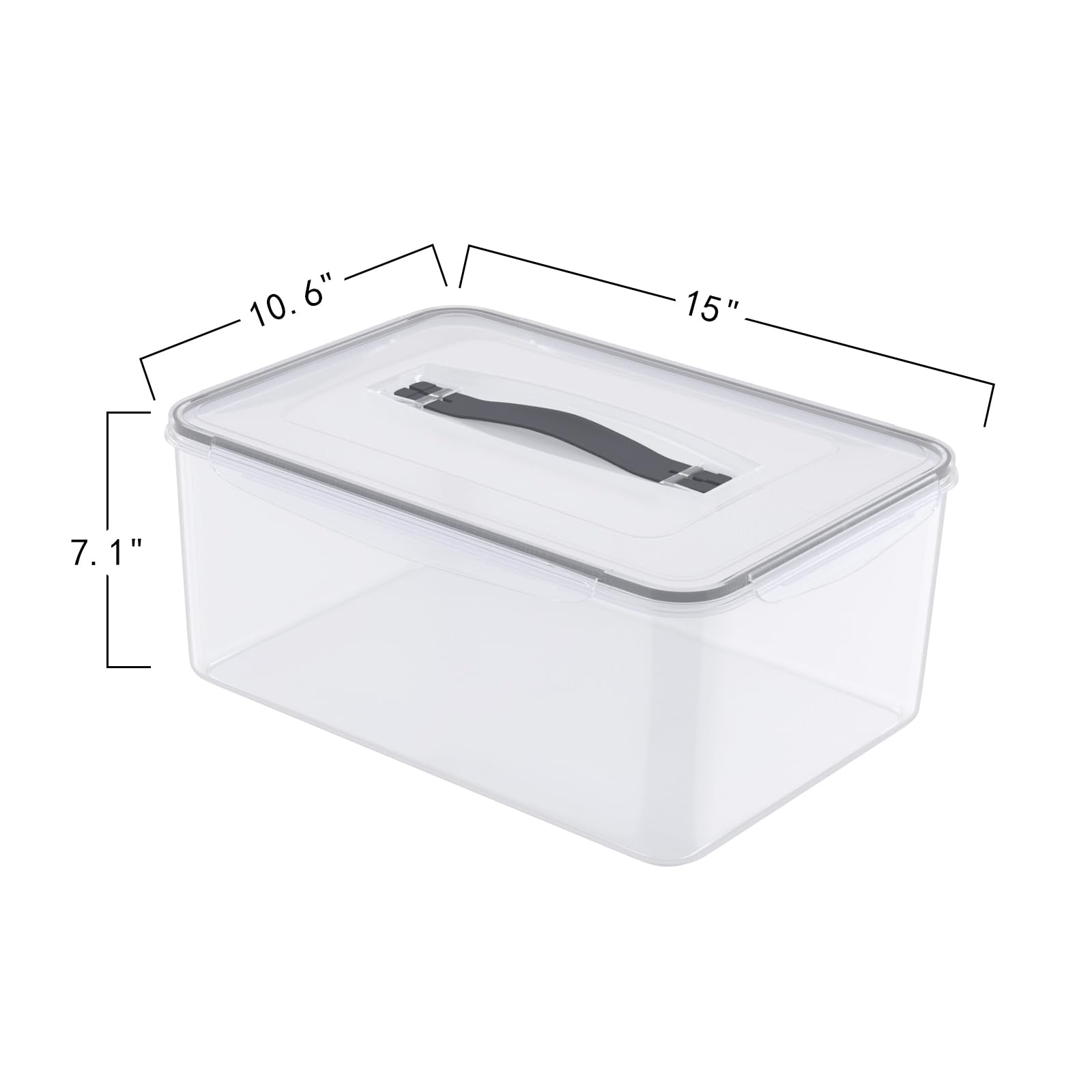 Tstorage 15 Quarts Rectangular Fresh Food Storage Containers, Clear Fresh Food Storage Box with Lid and Handle, Plastic Airtight Freezer Container, 4 Packs