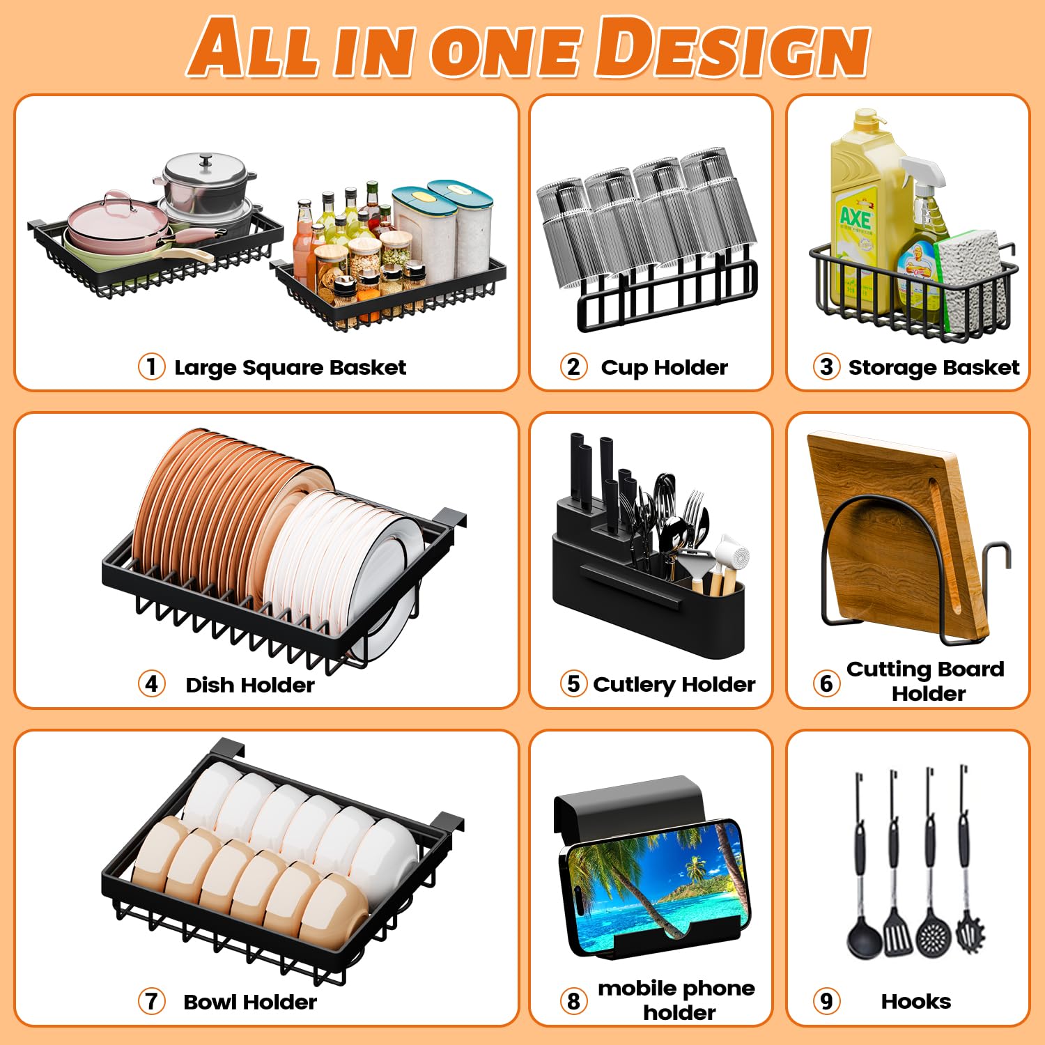 ilvvan Over The Sink Dish Drying Rack 27-36L x 12W x 32.5-37H (inches) (Expandable Height and Length) Snap-On Design 2 Tier Large Dish Rack