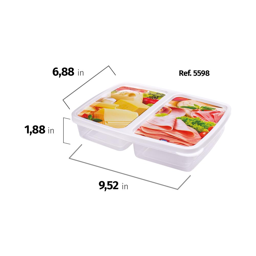 BRAZILIAN CORNER Deli Meat, Ham and Cheese Slice Storage Container with Lid, 37.1 Fl Oz, 2 Parts Plasutil | Reusable Bacon Keeper Container, Preserves Freshness & Flavor BPA-Free