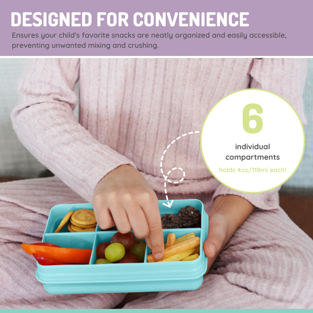 melii Mini Snackle Box β 6 Compartments, Divided Snack Container, Food Storage for Kids and Adults, Removable Dividers, Arts & Crafts, Beads, BPA-Free, Blue