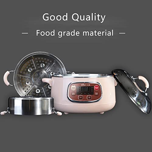 Bear Electric Multifunctional Food Steamer, One Touch Digital Steamer with Timer, Vegetable Steamer 2 Tiered Stackable Stainless Steel Baskets, Auto Shut-off & Anti-dry Protection, 1200W Fast Heating, 8.5Quart, Pink