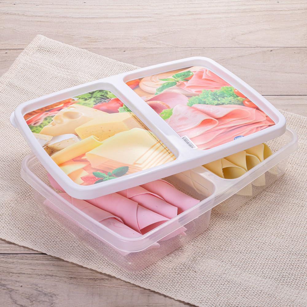 BRAZILIAN CORNER Deli Meat, Ham and Cheese Slice Storage Container with Lid, 37.1 Fl Oz, 2 Parts Plasutil | Reusable Bacon Keeper Container, Preserves Freshness & Flavor BPA-Free