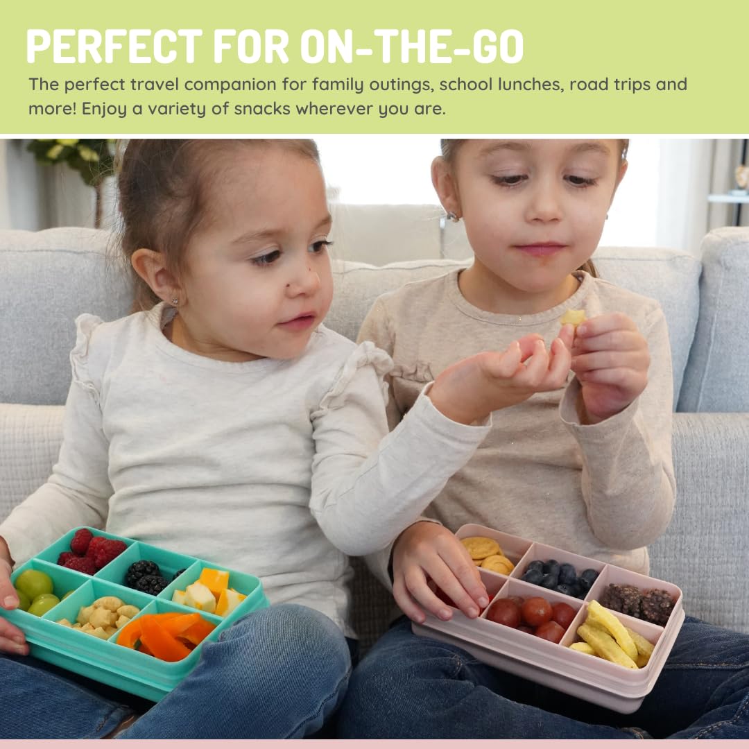 melii Mini Snackle Box β 6 Compartments, Divided Snack Container, Food Storage for Kids and Adults, Removable Dividers, Arts & Crafts, Beads, BPA-Free, Blue
